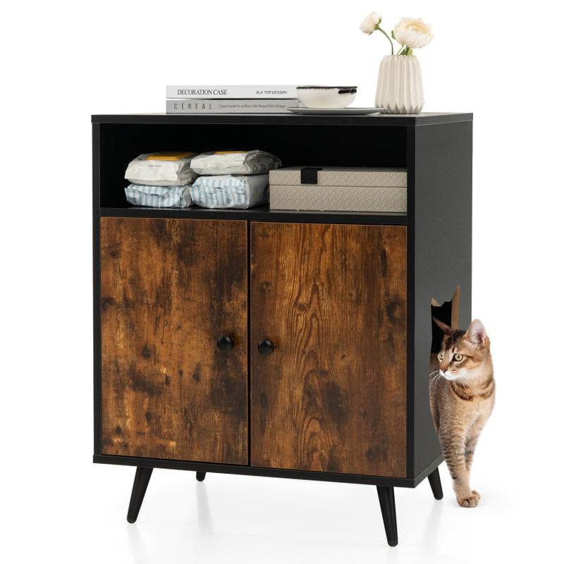 Rustic-Modern Cat Litter Cabinet with Extra Storage – Loving Cats ...